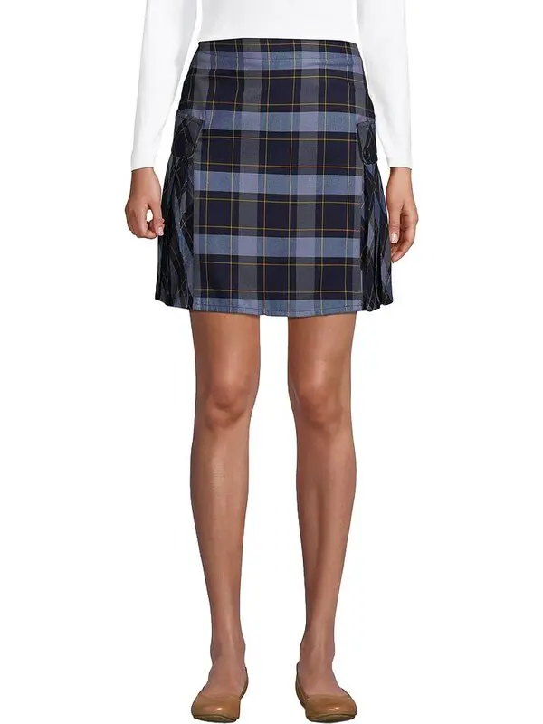 LANDS' END Plaid Skort Above The Knee - Classic Navy Plaid