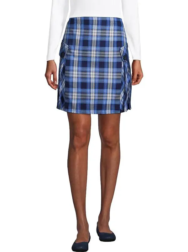 LANDS' END Plaid Skort Above The Knee - Clear Blue Plaid