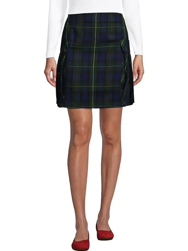 LANDS' END Plaid Skort Above The Knee - Hunter/classic Navy Plaid