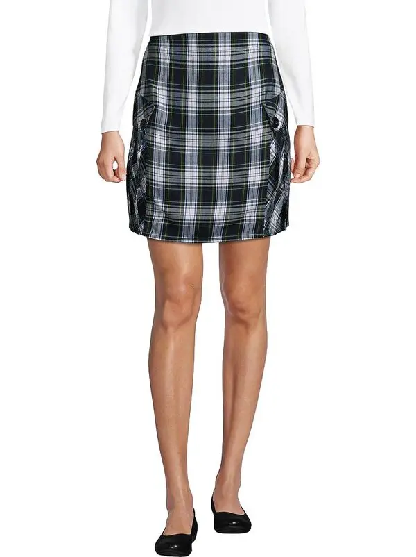 LANDS' END Plaid Skort Above The Knee - White Plaid