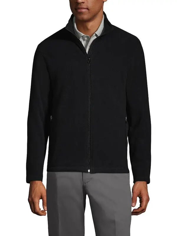 LANDS' END Full-zip Mid-weight Fleece Jacket - Black