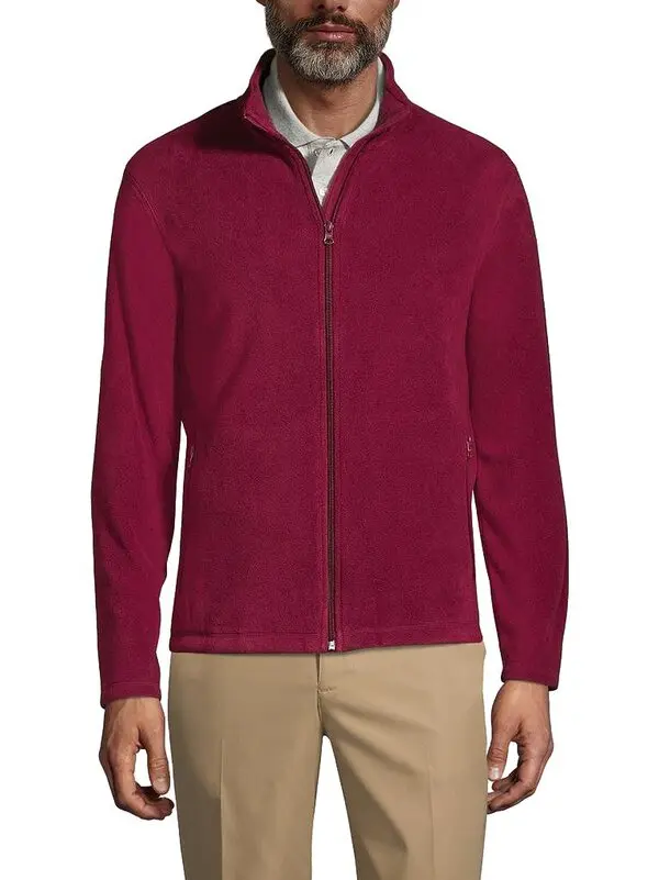 LANDS' END Full-zip Mid-weight Fleece Jacket - Burgundy