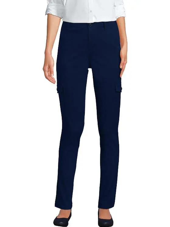 LANDS' END Mid Rise Slim Cargo Chino Pants - Deep Sea Navy