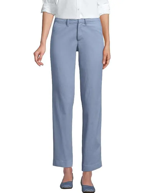 LANDS' END Mid Rise Classic Straight Leg Ankle Chino Pants - Pale Slate Blue