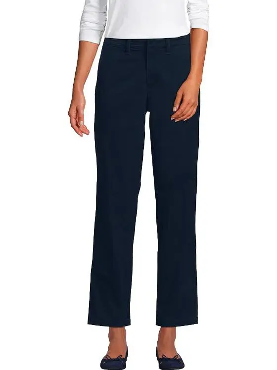 LANDS' END Mid Rise Classic Straight Leg Ankle Chino Pants - Radiant Navy