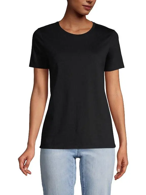 LANDS' END Relaxed Supima Cotton Crew Neck T-shirt - Black