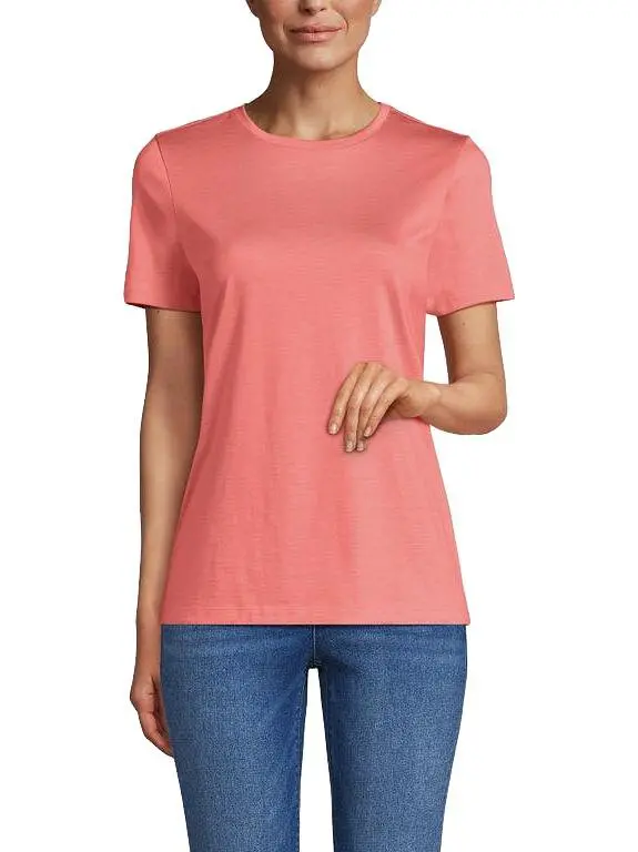 LANDS' END Supima Cotton Crewneck T-shirt - Coral Clay