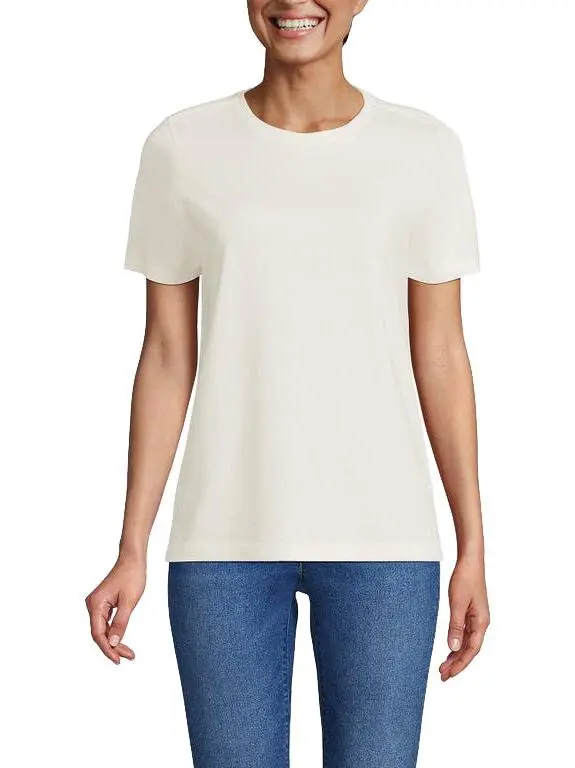 LANDS' END Supima Cotton Crewneck T-shirt - Ivory