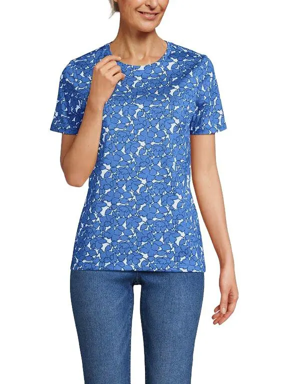 LANDS' END Relaxed Supima Cotton T-shirt - Paradise Blue Tossed Floral