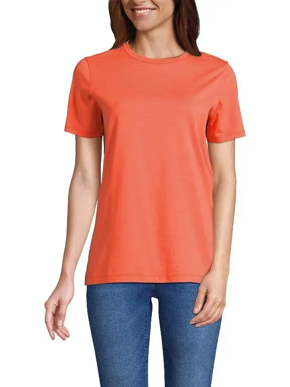 LANDS' END Relaxed Supima Cotton T-shirt - Rich Persimmon Dual Stripe