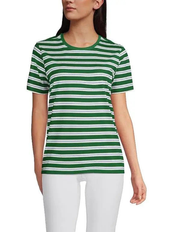 LANDS' END Relaxed Supima Cotton Crew Neck T-shirt - Vibrant Clover Multi Stripe
