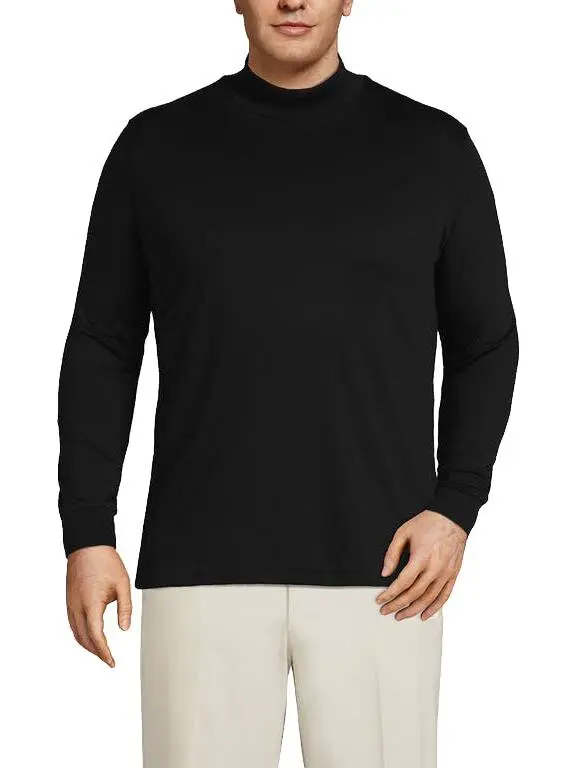 LANDS' END Cotton Supima Mock Turtleneck - Black