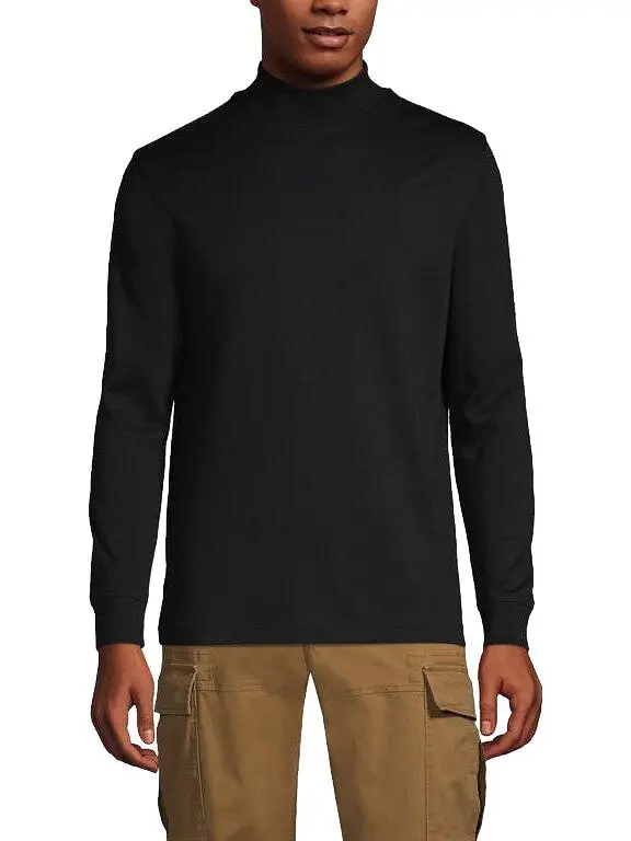 LANDS' END Cotton Supima Mock Turtleneck - Black