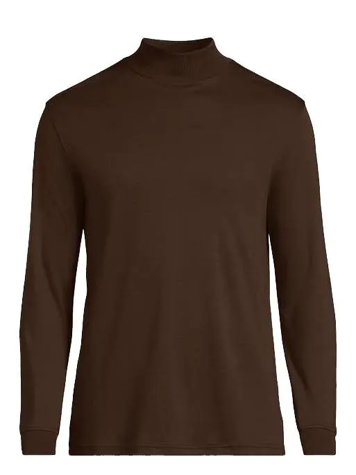 LANDS' END Cotton Supima Mock Turtleneck - Dark Walnut Brown