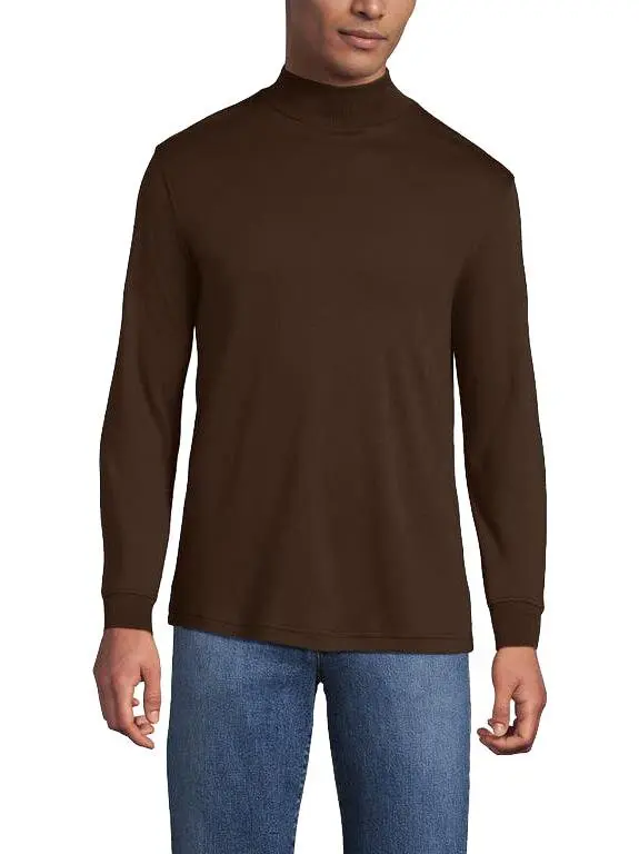 LANDS' END Cotton Supima Mock Turtleneck - Dark Walnut Brown