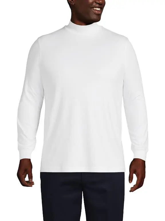 LANDS' END Cotton Supima Mock Turtleneck - White