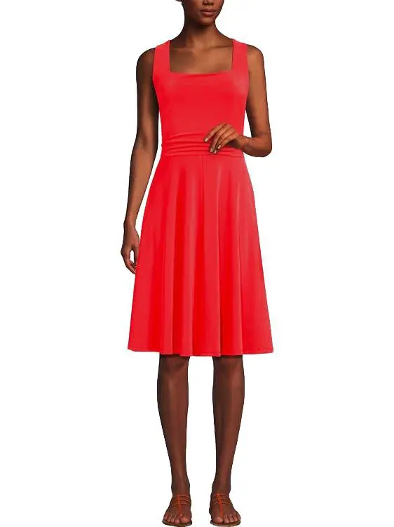 LANDS' END Cupro Fit And Flare Sleeveless Dress - Bright Poppy