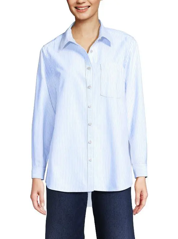 LANDS' END Oxford Shirt - Clear Blue Stripe