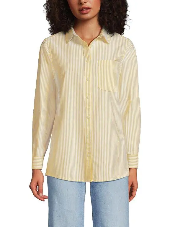 LANDS' END Oxford Shirt - Goldenrod Pinstripe