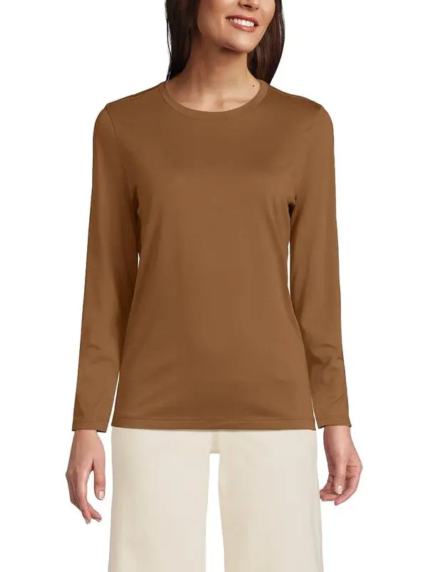 LANDS' END Supima Cotton Long Sleeve Crewneck T-shirt - Canyon Camel