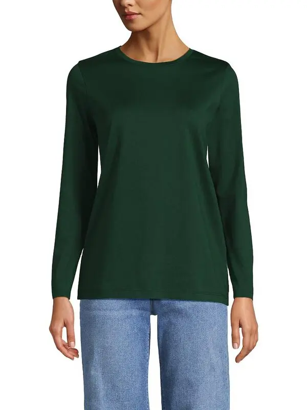 LANDS' END Relaxed Supima Cotton Long Sleeve Crew Neck T-shirt - Pine Valley