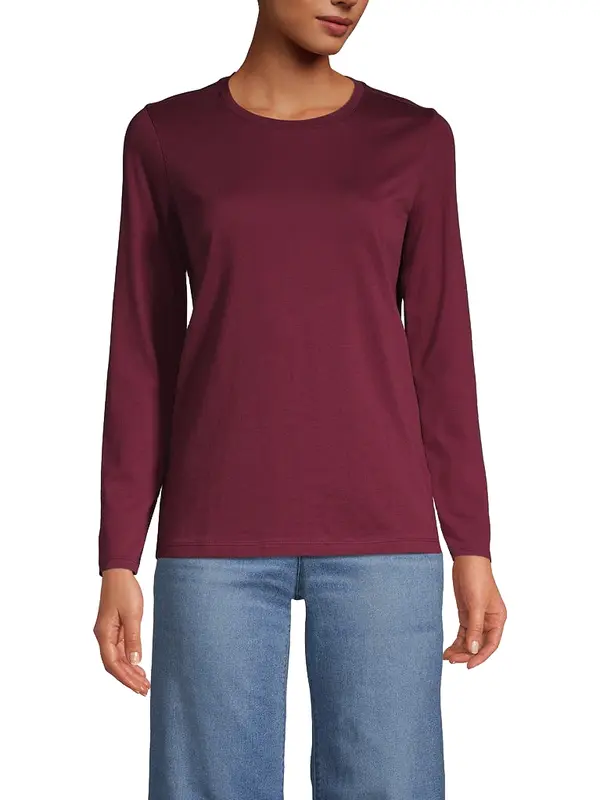 LANDS' END Relaxed Supima Cotton T-shirt - Rich Burgundy