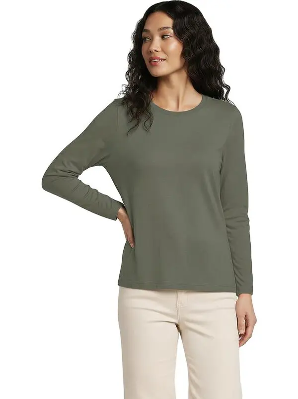 LANDS' END Relaxed Supima Cotton Long Sleeve Crew Neck T-shirt - Sage