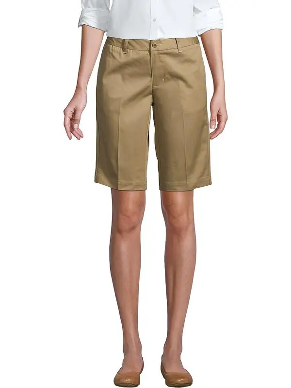 LANDS' END Plain Front Blend Chino Shorts - Khaki