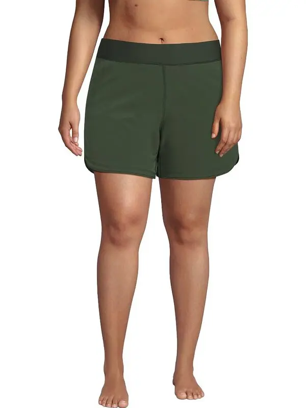 LANDS' END 5" Quick Dry Board Shorts - Rich Olive Green