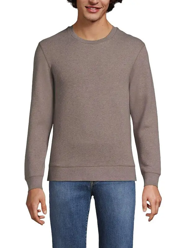 LANDS' END Long Sleeve Crewneck Sweatshirt - Light Bark Heather