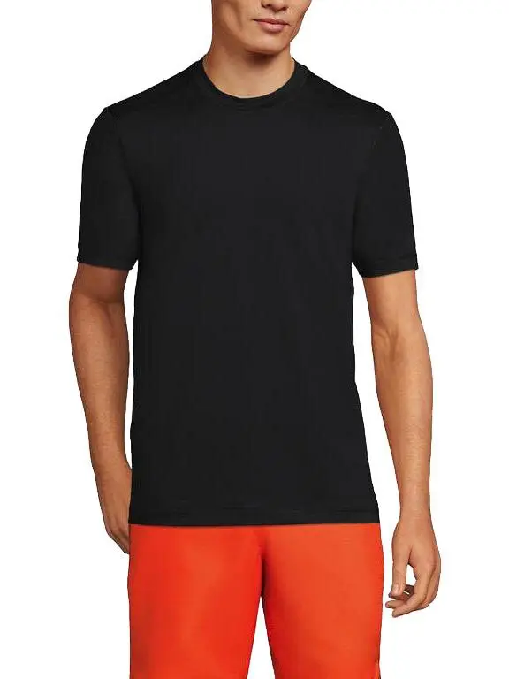 LANDS' END Short Sleeve Swim Tee Rash Guard - Black