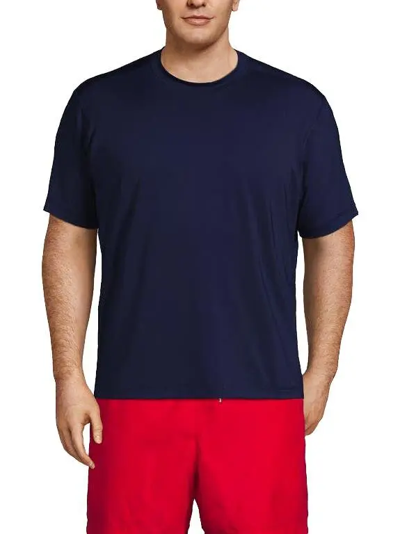 LANDS' END Short Sleeve Swim Tee Rash Guard - Deep Sea Navy