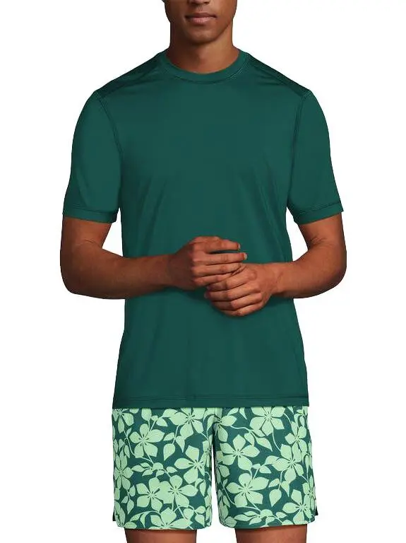 LANDS' END Short Sleeve Swim Tee Rash Guard - Soft Jade Emerald
