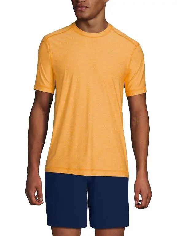 LANDS' END Short Sleeve Swim Tee Rash Guard - Sweet Mango Heather