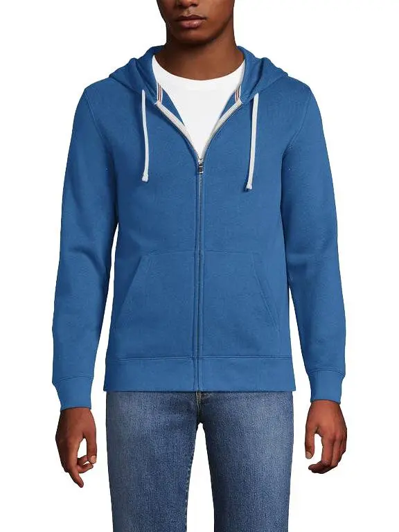 LANDS' END Full Zip Fleece Hoodie - Blue Hyacinth