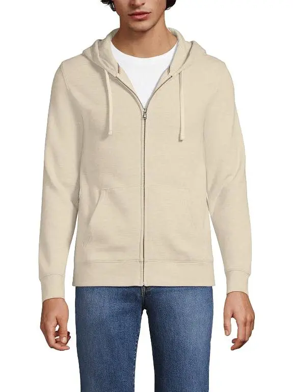 LANDS' END Full Zip Fleece Hoodie - Flax Heather