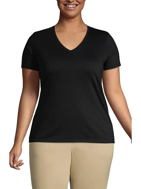 LANDS' END Supima Cotton V-neck T-shirt - Black