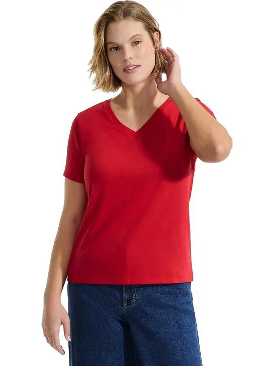 LANDS' END Supima Cotton V-neck T-shirt - Compass Red