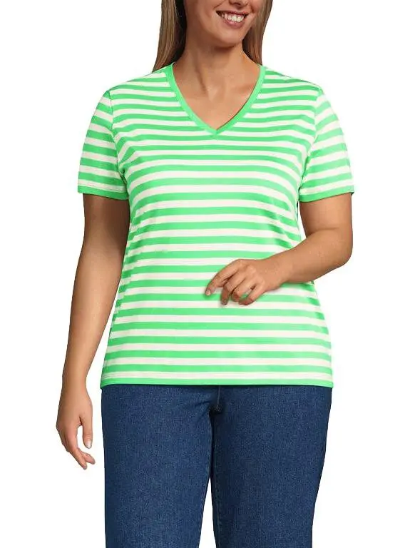 LANDS' END Relaxed Supima Cotton T-shirt - Crisp Mint Even Stripe