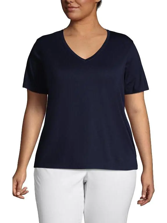 LANDS' END Supima Cotton V-neck T-shirt - Radiant Navy