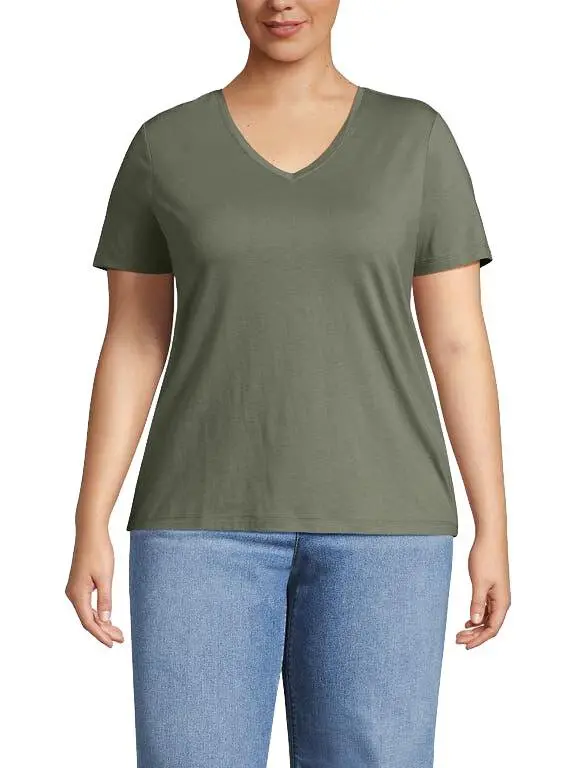LANDS' END Supima Cotton V-neck T-shirt - Sage