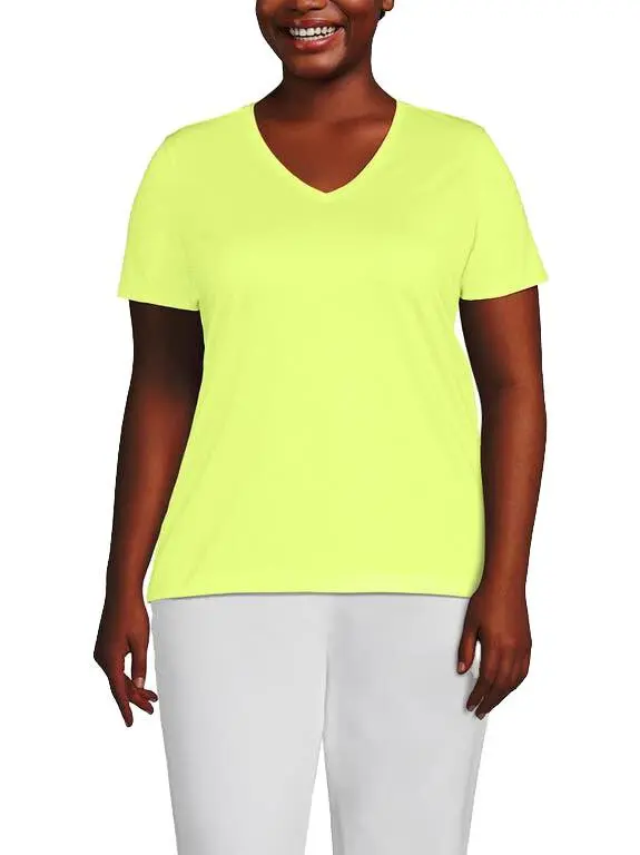 LANDS' END Supima Cotton V-neck T-shirt - Soft Limoncello Yellow
