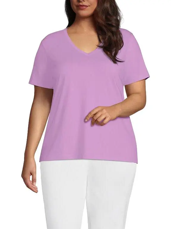 LANDS' END Relaxed Supima Cotton V-neck T-shirt - Wild Lilac