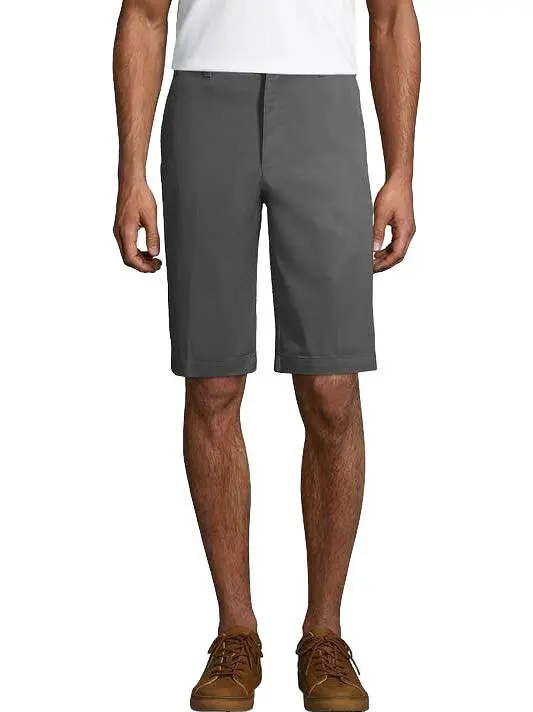 LANDS' END Plain Front Blend Chino Shorts - Arctic Gray