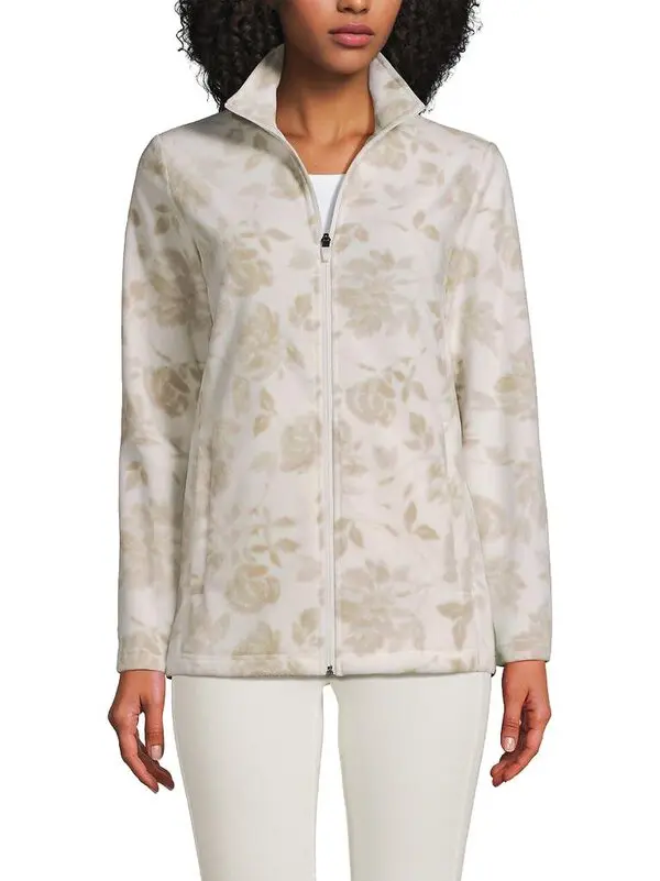 LANDS' END Anyweather Fleece Full Zip Jacket - Champagne Floral