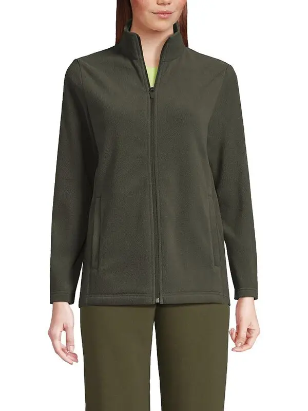 LANDS' END Full Zip Fleece Jacket - Forest Moss Green