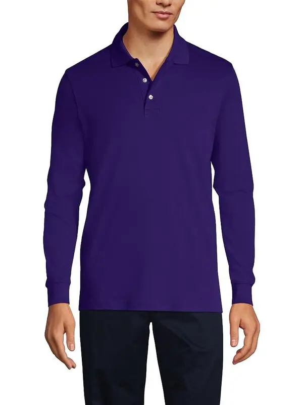 LANDS' END School Uniform Long Sleeve Interlock Polo Shirt - Deep Purple
