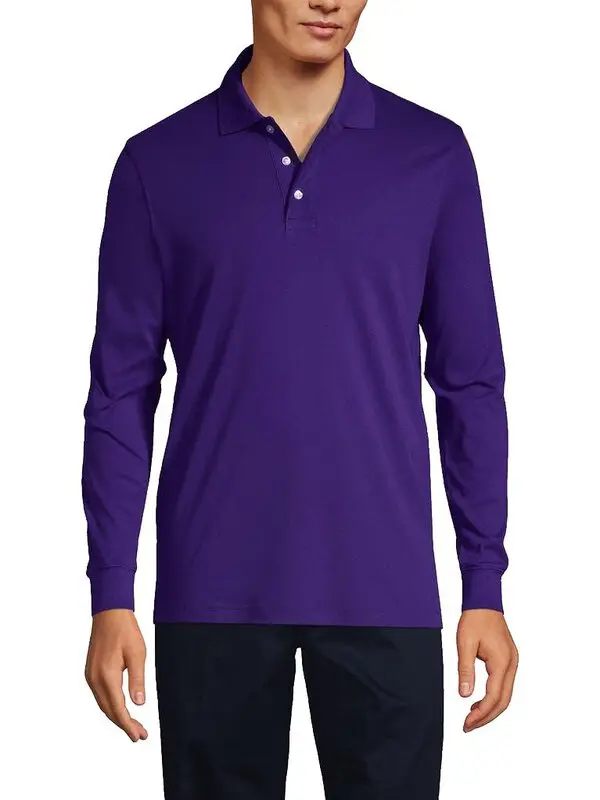 LANDS' END School Uniform Long Sleeve Interlock Polo Shirt - Deep Purple