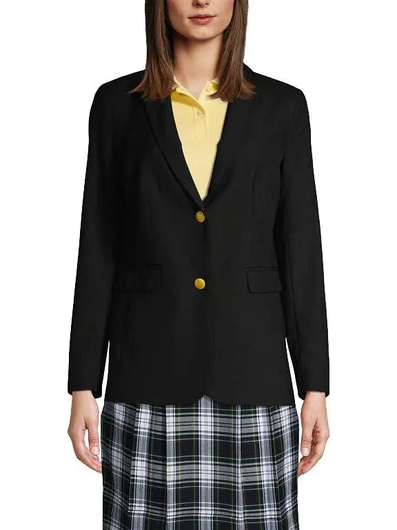 LANDS' END School Uniform Hopsack Blazer - Black