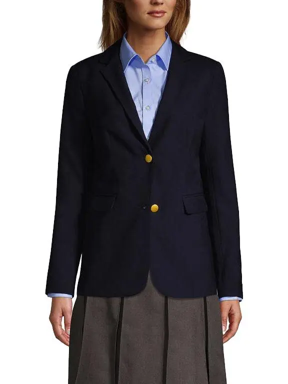 LANDS' END School Uniform Hopsack Blazer - Deep Navy